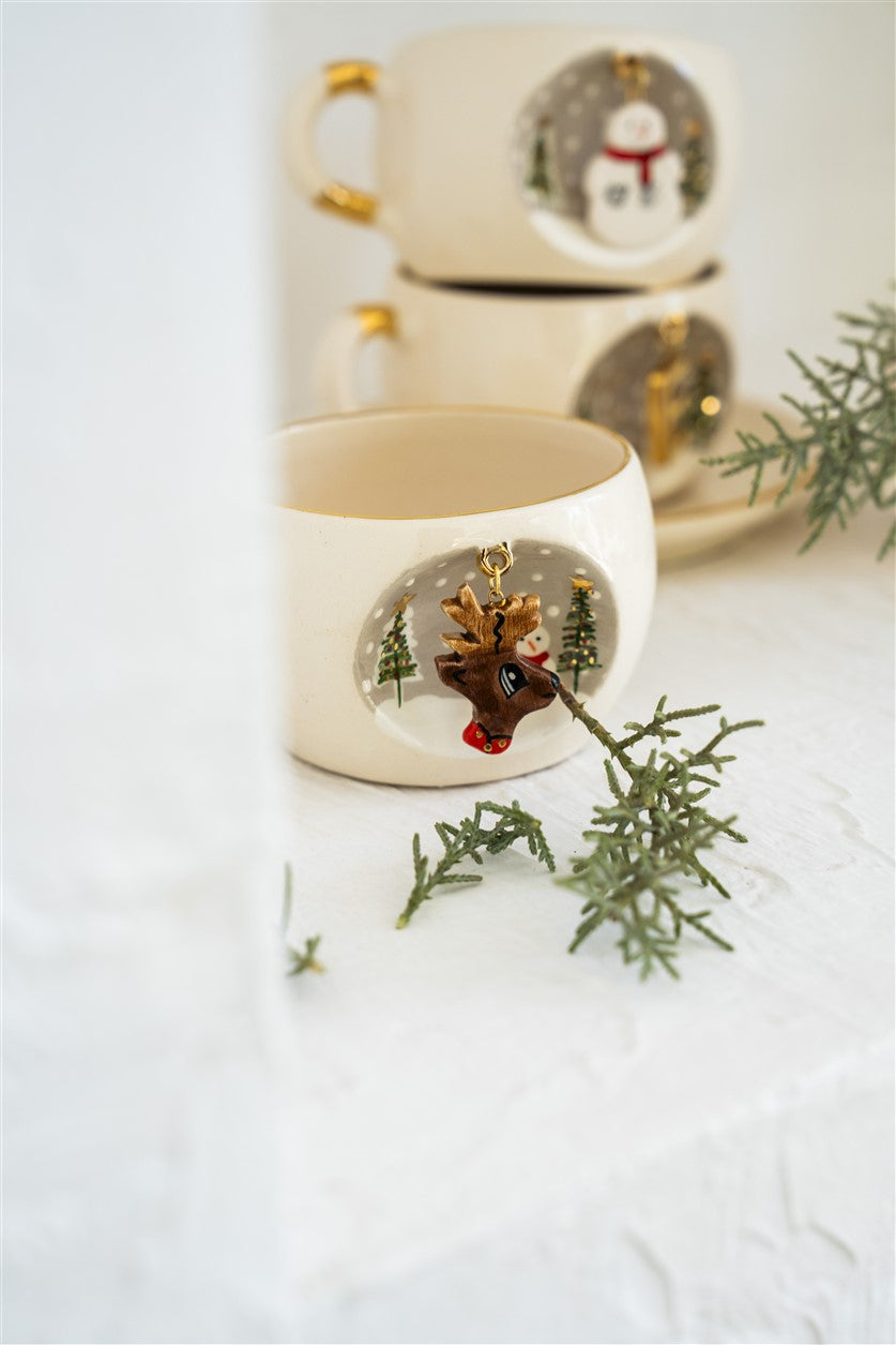 Christmas Tea Cups for Gift | Pottery Winter Mugs | BSK Ceramics