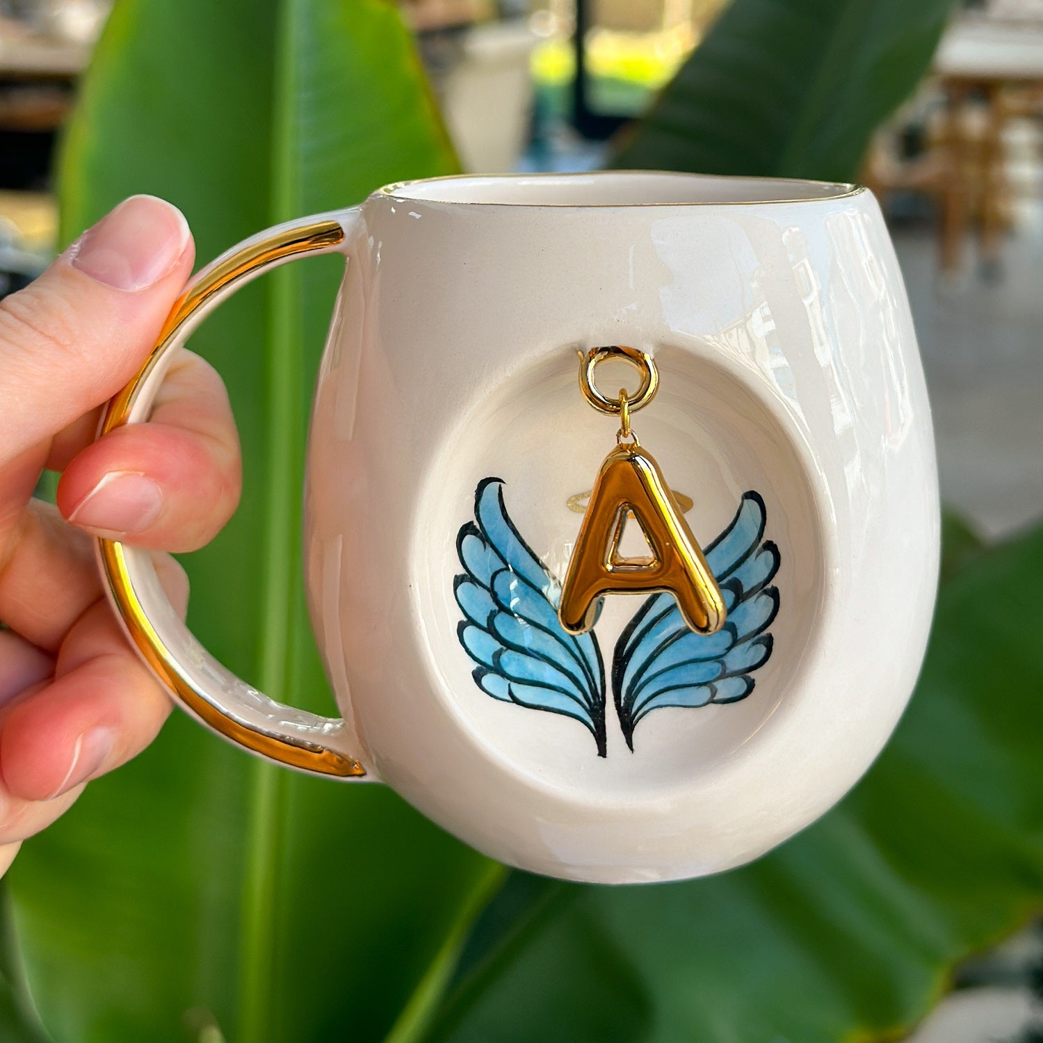 Angel Wings With Halo Mug Blue : Ceramic Coffee Mug Online