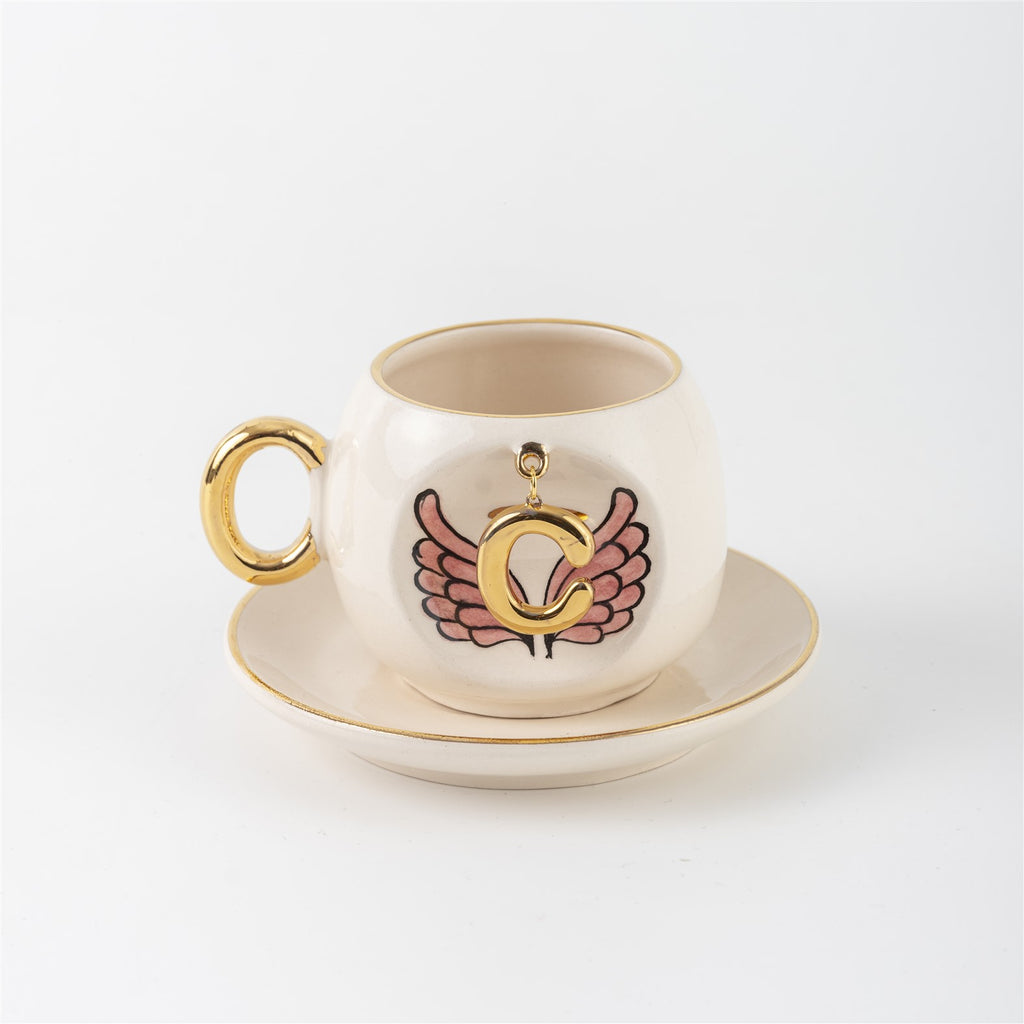 Angel Wings Letter Coffee Cup Pink : Ceramic Coffee Mug Online – BSK ...
